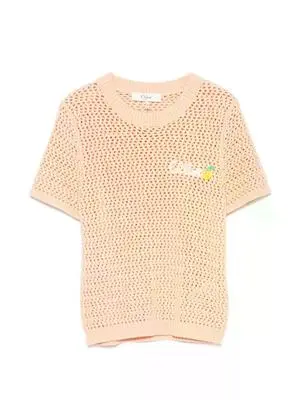Chloé Crochet Knit Logo-embroidered Top