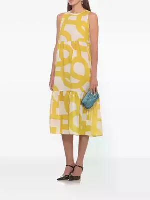 EMME Tabarin Patterned Sleeveless Midi Dress