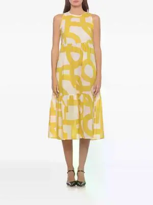 EMME Tabarin Patterned Sleeveless Midi Dress