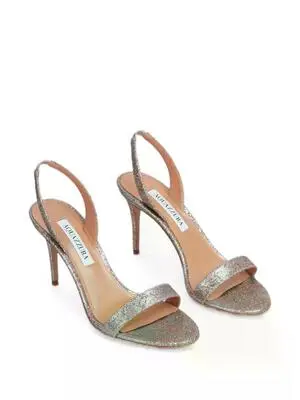 AQUAZZURA Metallic Slingback Stiletto Sandals