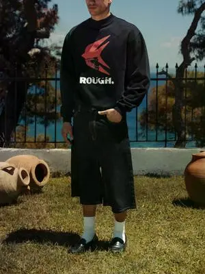 ROUGH. Graphic Print Crewneck Sweatshirt