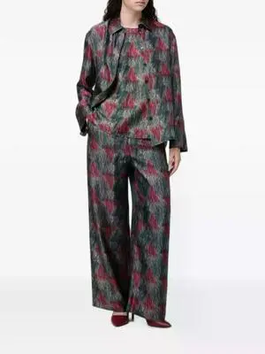 Max Mara Piovra Printed Silk Palazzo Pants