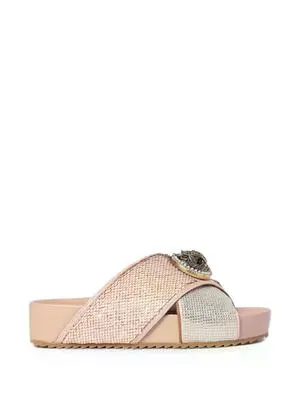 Kurt Geiger Sequin Embellished Eagle Head Flatform Sandals - Pink
