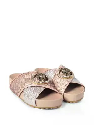 Kurt Geiger Sequin Embellished Eagle Head Flatform Sandals - Pink