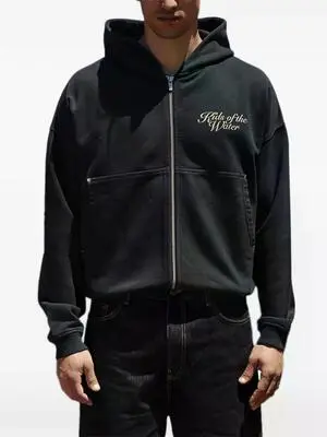 ROUGH. Embellished Graphic Print Zip-up Hoodie