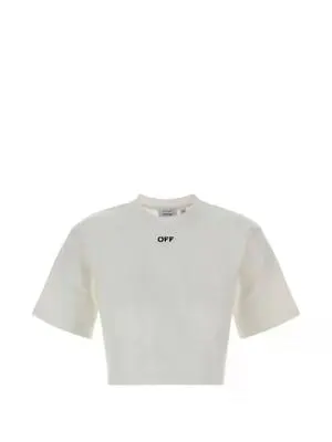 Off-White Logo-print Cropped Ribbed T-shirt - White