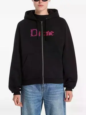 DIME Veins Logo-embroidered Zip-up Hoodie