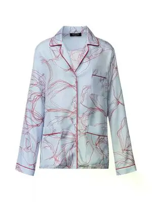 Fabiana Filippi Floral Print Button-up Shirt With Piping Detail - Blue