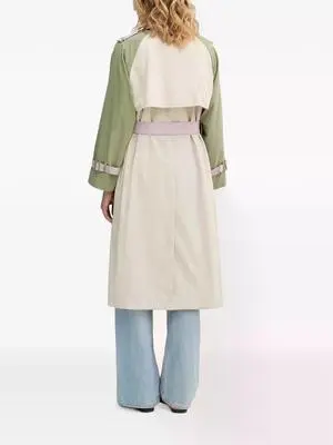 BENETTON Double-breasted Colour-block Trench Coat