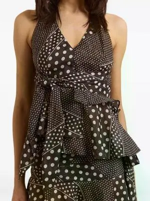 DAMSON MADDER Leandra Polka-dot Halter Neck Top