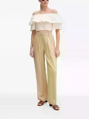 GAUDI Ruffled Shirred-panel Cropped Top