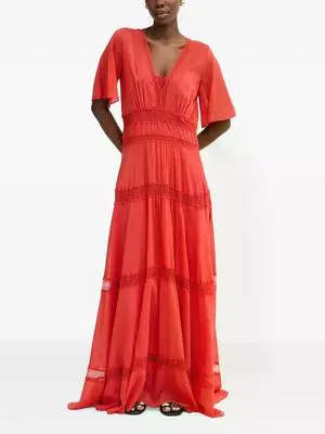 FORTE_FORTE Lace-trimmed V-neck Maxi Dress