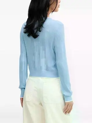 From Future Ribbed Knit Cardigan With Contrast Trim
