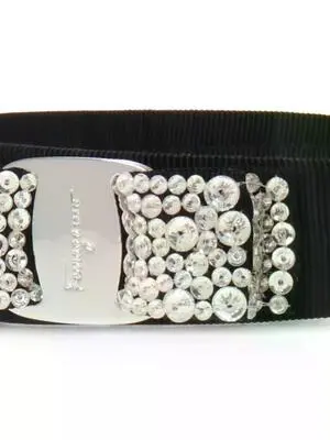 FERRAGAMO Vara Bow Crystal Embellished Headband - Black