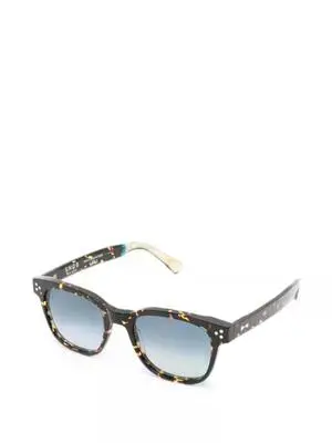SNOB Tortoiseshell-effect Square-frame Sunglasses With Blue Tinted Lenses
