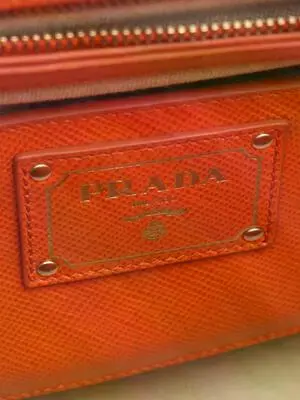 Prada Bicolor Saffiano Leather Trimmed Canvas Satchel - Neutrals