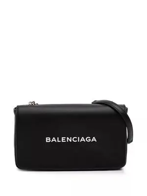 Balenciaga Leather Wallet On Chain Crossbody Bag - Black