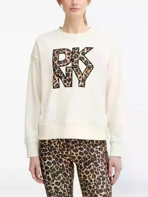 Dkny Leopard Print Logo Patch Sweatshirt
