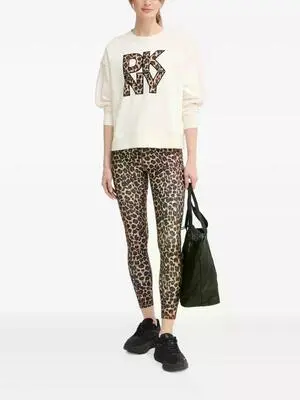 Dkny Leopard Print Logo Patch Sweatshirt