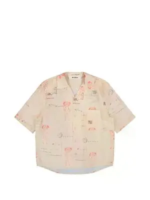 MISBHV Postcard And Devil Print Bowling Collar Shirt