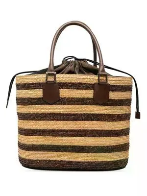 Fendi Straw Striped Beach Tote Bag