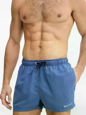Gant Logo Print Swim Shorts - Blue