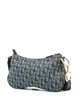 Dior 2004 Diorissimo Trotter Canvas Double Saddle Crossbody Bag - Blue