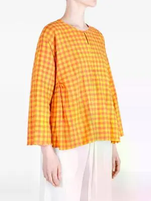 DANIELA GREGIS Gingham Check Gathered Top
