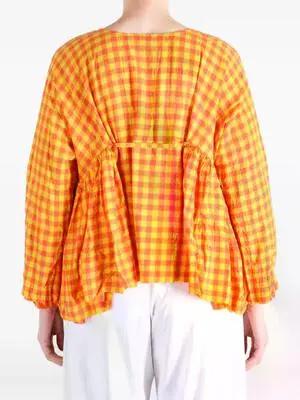 DANIELA GREGIS Gingham Check Gathered Top