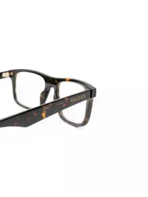 Gucci Tortoiseshell-effect Rectangle-frame Glasses - Brown