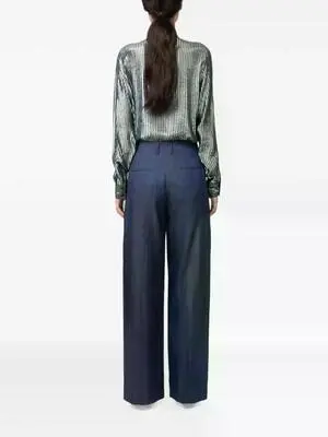 INDRESS Name' Navy Pinstriped Pleated Trousers