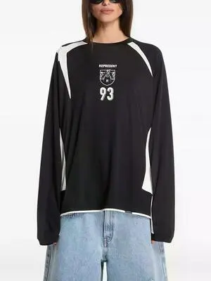 REPRESENT Logo-print Panelled Long-sleeve T-shirt