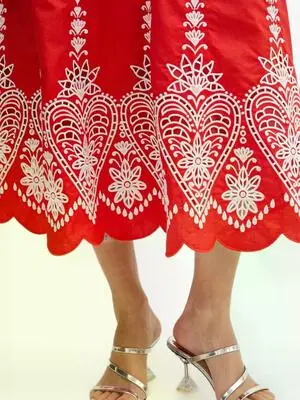 Farm Rio Embroidered Cut-out Midi Dress