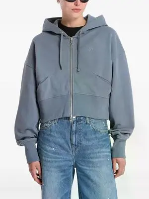 DIME Cropped Zip-up Hoodie With Embroidered Logo - Blue
