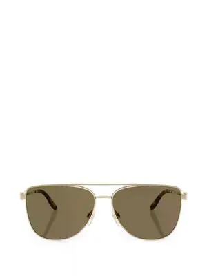 Polo Ralph Lauren Tone Aviator Sunglasses With Tortoiseshell Temple Tips - Gold