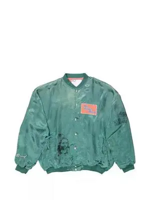 PALY Graphic Print Satin Bomber Jacket