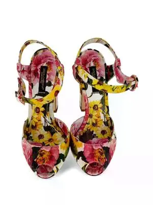 Dolce & Gabbana Floral Print Peep-toe Sandals
