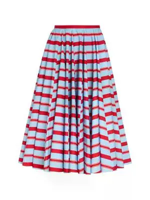 EMILIA WICKSTEAD Bayadere-stripe Pleated Midi Skirt