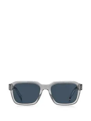 Tommy Hilfiger Square Frame Sunglasses With Engraved Temples - Grey