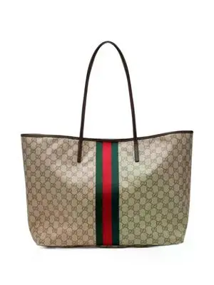 Gucci Large Tribeca Gg Web-stripe Tote Bag - Neutrals