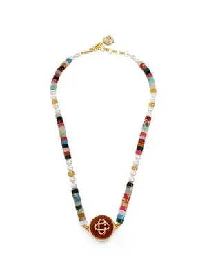 Casablanca Beaded Logo-pendant Necklace - Gold