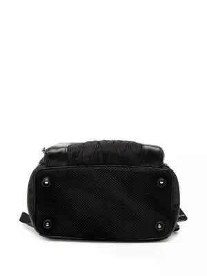 Miu Miu Leather Trimmed Matelasse Crystal Embellished Nylon Backpack