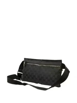 Gucci Gg Canvas Double Pocket Belt Bag - Black