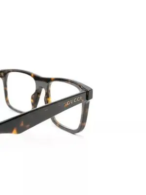 Gucci Tortoiseshell-effect Rectangle Frame Glasses