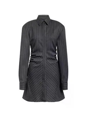 DONDUP Pinstripe Mini Shirt Dress With Button Fastening