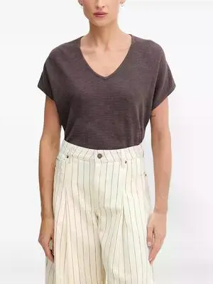 BENETTON V-neck Waffle-knit Top