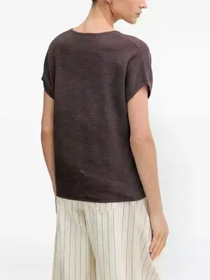 BENETTON V-neck Waffle-knit Top