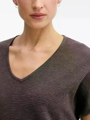 BENETTON V-neck Waffle-knit Top