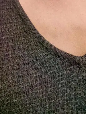 BENETTON V-neck Waffle-knit Top