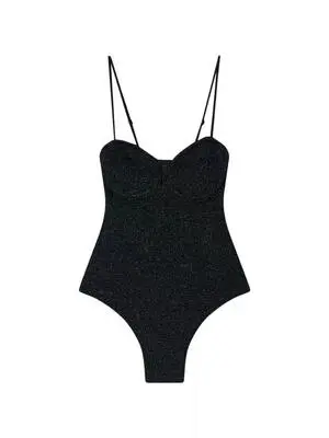 MC2 SAINT BARTH Crinkle-lurex Swimsuit - Black